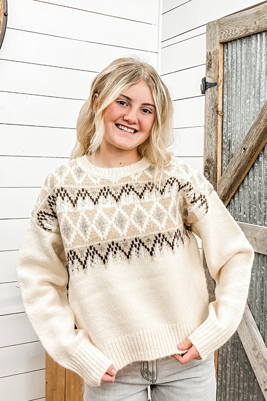 Cream Fair Isle Sweater – Allure Boutique WY