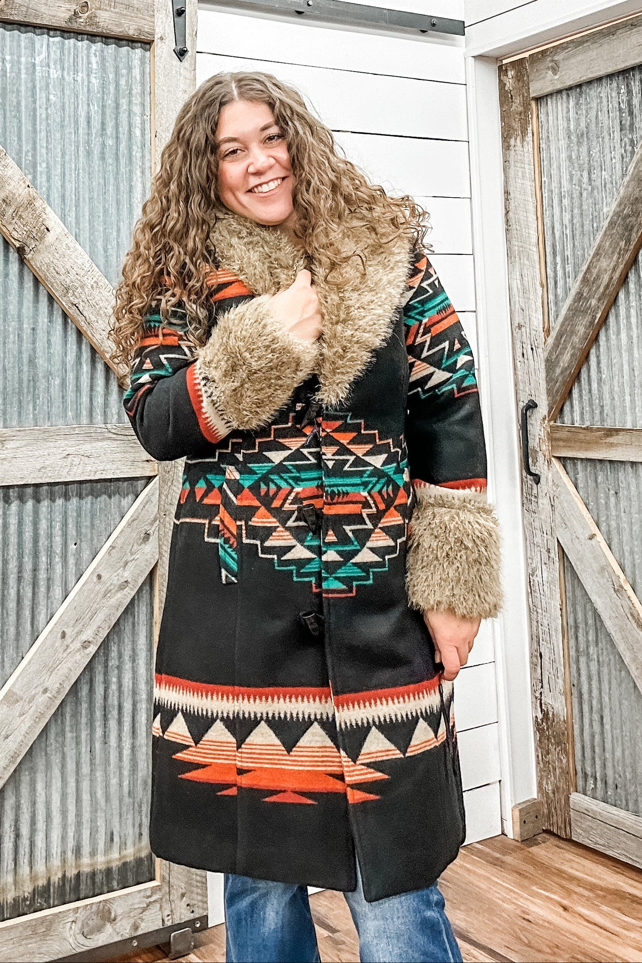 Border Print Coat – Allure Boutique WY