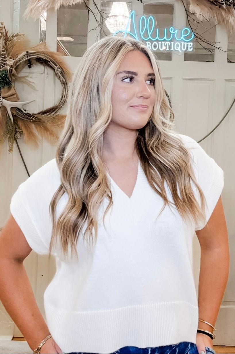 Fallon Short Sleeve Crop Sweater – Allure Boutique WY